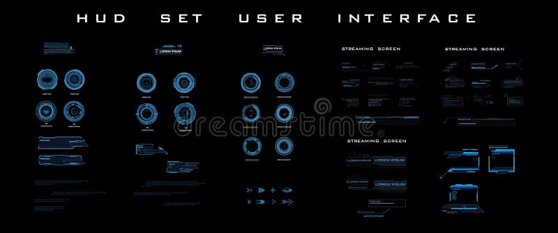 Set Modern Dialog HUD Interface Elements. Streaming Panel with Screens ...