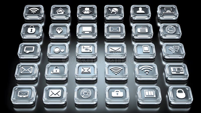 Set of Modern Digital Communication Icons Stock Photo - Image of ...