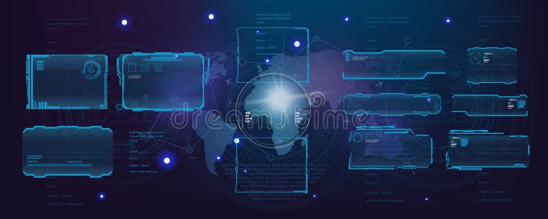 Set of Modern Digital Frames or Screens for HUD User Interface ...