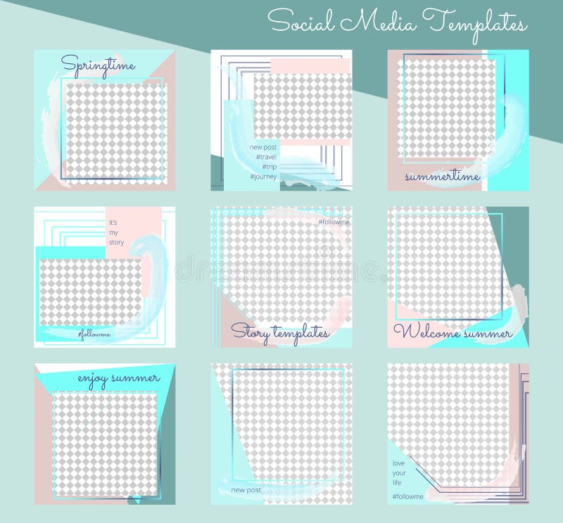 Set of Modern Editable Square Web Templates for Social Media Blog Post ...