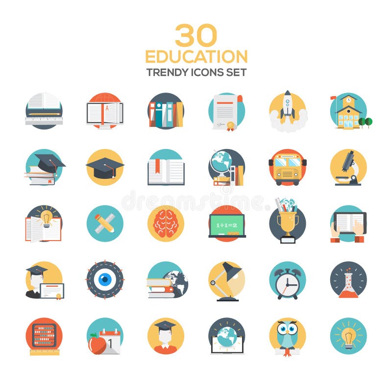 Set of Modern Flat Design Education Icons Stock Vector - Illustration ...