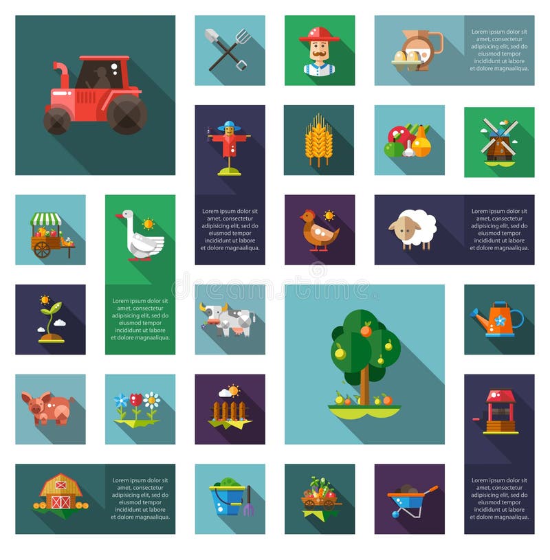 Set of Modern Flat Design Farm Agriculture Icons Stock Vector ...