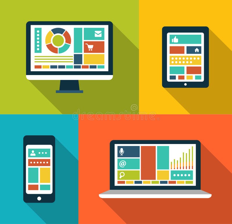 Set of Modern Flat Design Gadget Icons Stock Vector - Illustration of ...