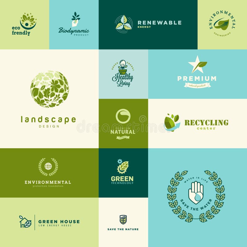 Set of Modern Flat Design Nature and Technology Icons Stock Vector ...