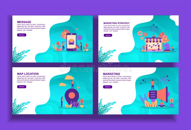 Set of Modern Flat Design Templates for Business, Message, Marketing ...
