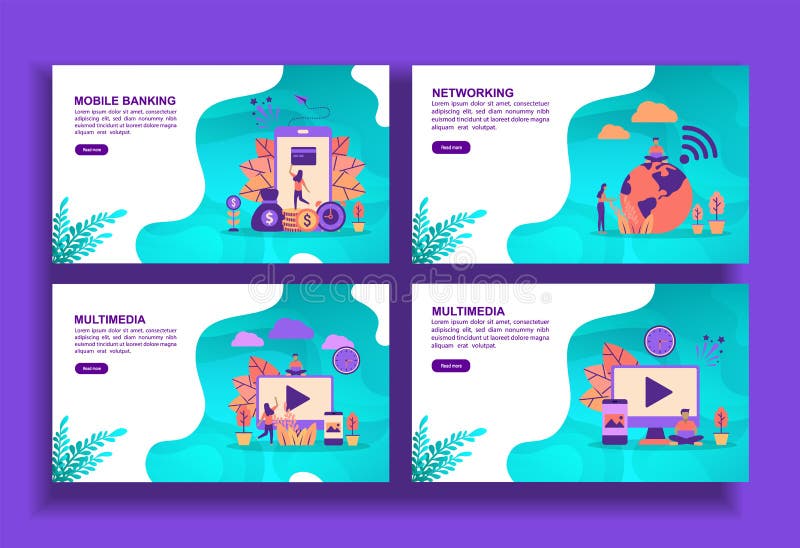Set of Modern Flat Design Templates for Business, Mobile Banking ...