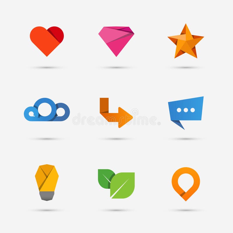 Set of Modern Flat Paper Icons or Logo Elements Stock Vector ...
