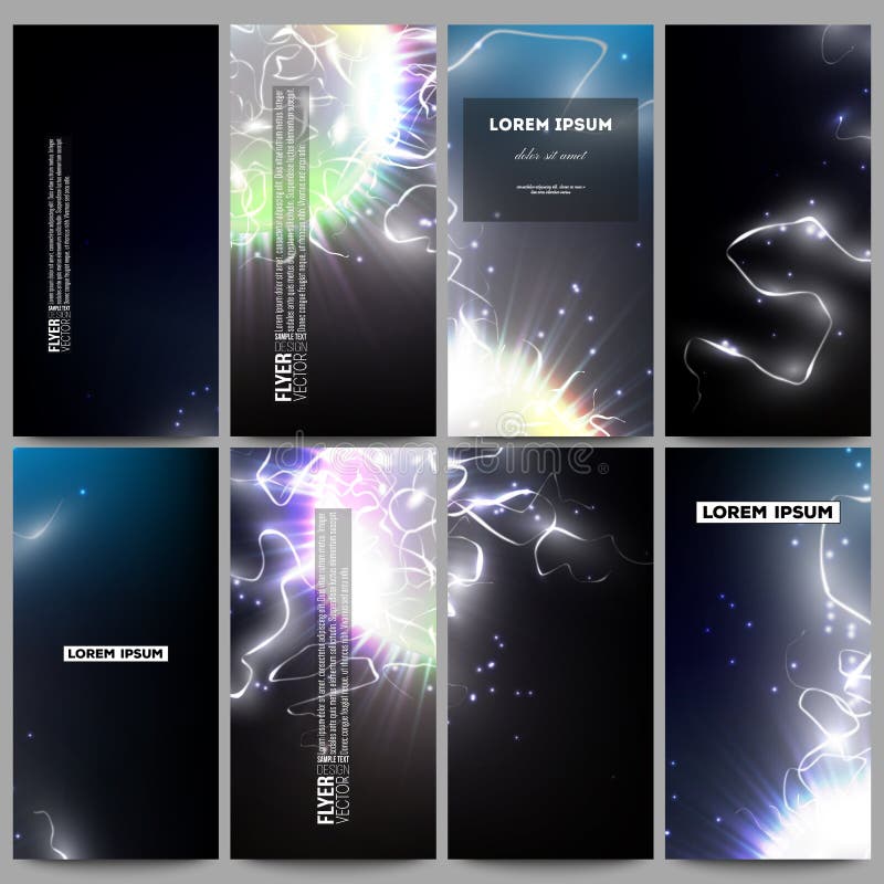 Set of Modern Flyers. Electric Lighting Effect. Magic Vector Background ...