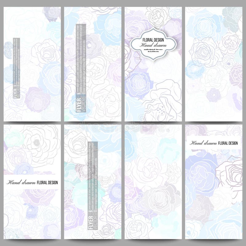 Set of Modern Flyers. Hand Drawn Floral Doodle Stock Vector ...