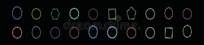 Set of Modern Funky Frames. Cartoon Icon Design Template with Various ...