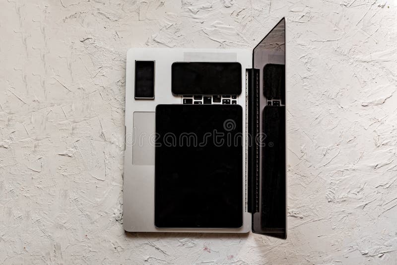 Set of Modern Gadgets on the Table, Laptop, Tablet, Smartphone and a ...