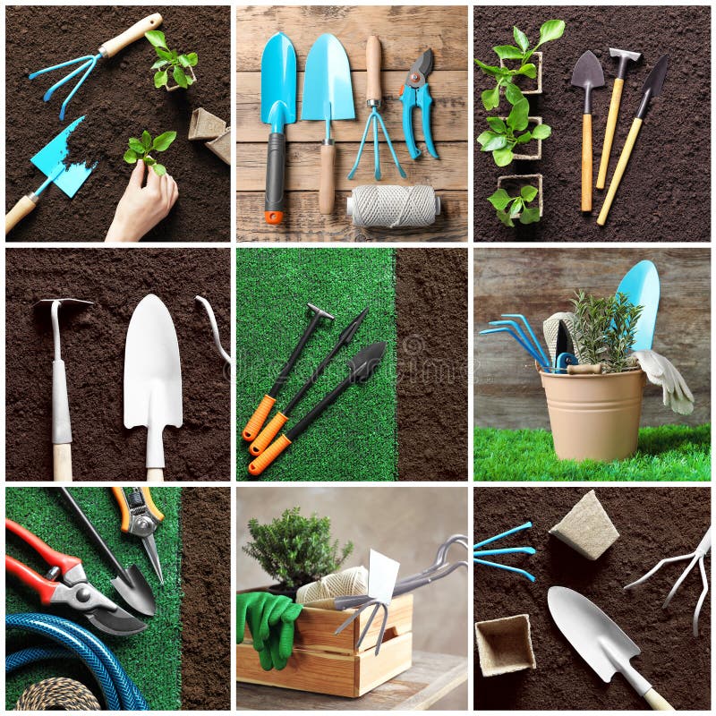 Set with Modern Gardening Tools Stock Photo - Image of flowerpot ...