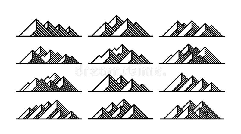 Set of Modern Geometric Line Mountain Peak Icon Logo Design Stock ...