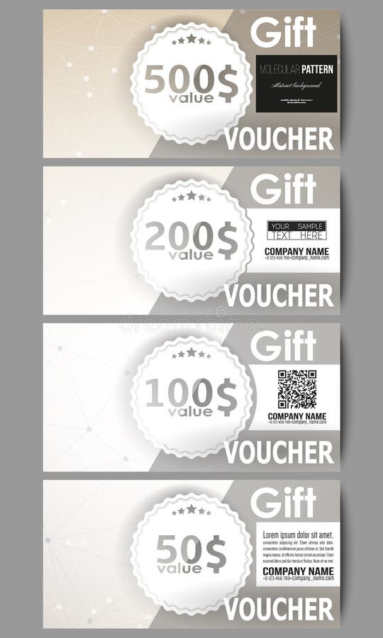 Set of Modern Gift Voucher Templates. Abstract Polygonal Low Poly ...