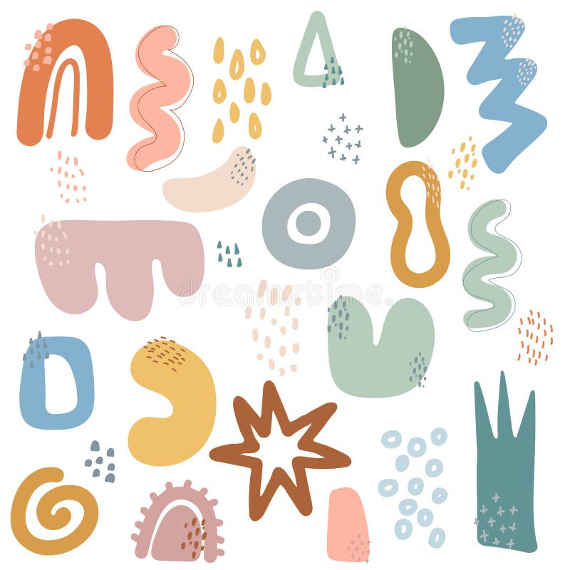 Set of Modern Graphic Elements.Abstract Different Blot Shape and ...