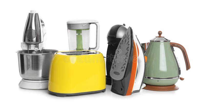 Set of Modern Home Appliances Isolated Stock Image - Image of ...
