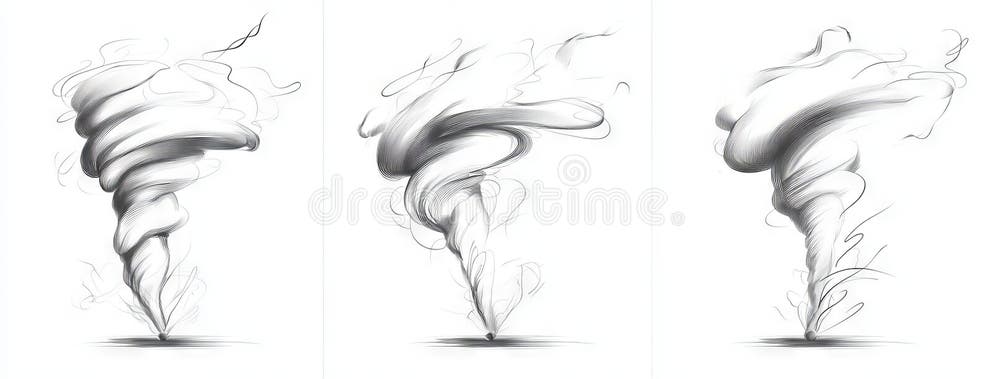 Set of Modern Illustration Elements Featuring a Tornado Swirl ...