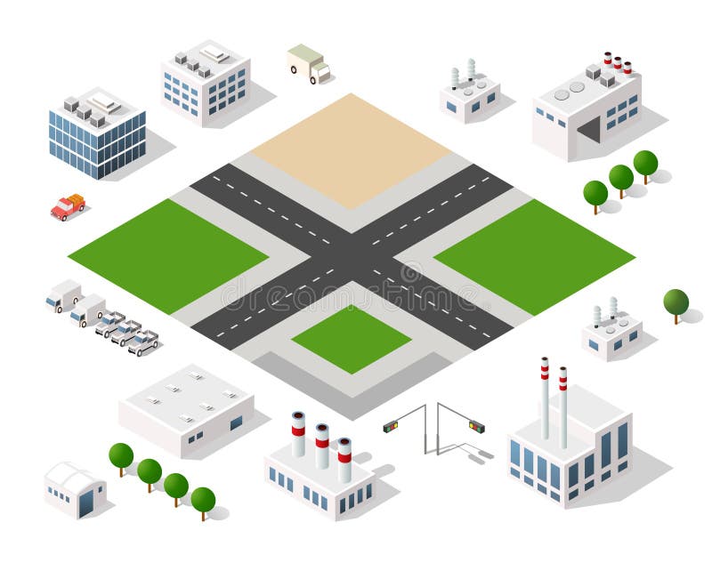 Set of Modern Isometric Buildings Stock Vector - Illustration of ...