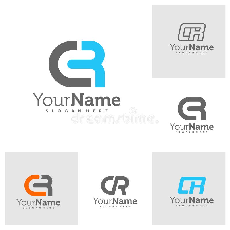 Set of Modern Letter CR Logo Design Vector. Creative CR Logo Concepts ...