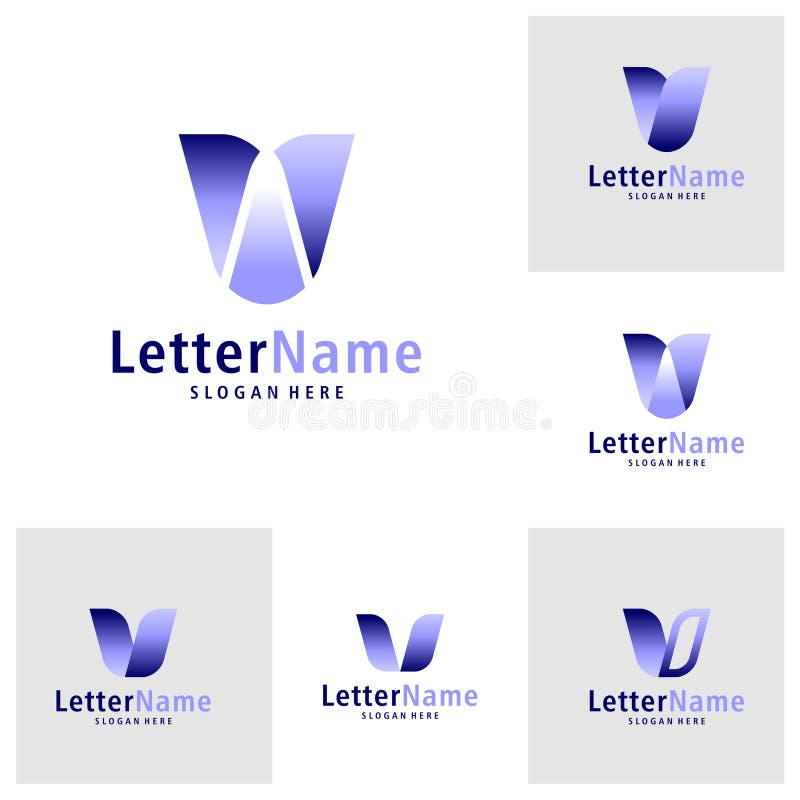 Set of Modern Letter V Logo Design Vector. Creative V Logo Concepts ...