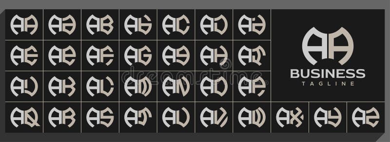 Set of Modern Line Abstract Letter a AA Logo Design Stock Vector ...