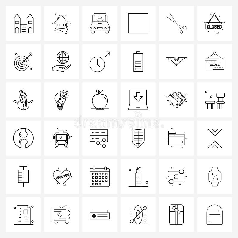 Set of 36 Modern Line Icons of Kelly, Forceps, Mechanic, Square, Box ...