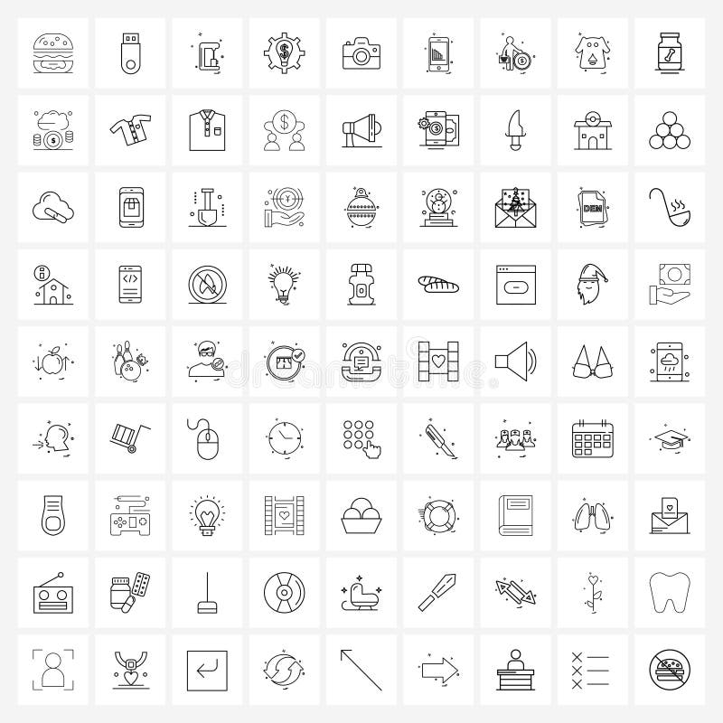 Set of 81 Modern Line Icons of Mobile, Output Device, Drink Maker ...