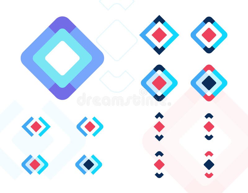 Set of Modern Logotypes in Rhomboid Shape Stock Illustration ...