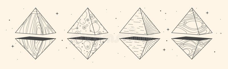 Set of Modern Magic Witchcraft Cards with Geometric Pyramids or ...