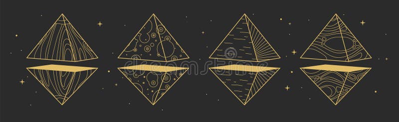 Set of Modern Magic Witchcraft Cards with Geometric Pyramids or ...