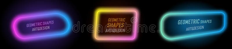 Set of Modern Neon Led Shapes. Fluid Vector Trendy Elements Stock ...