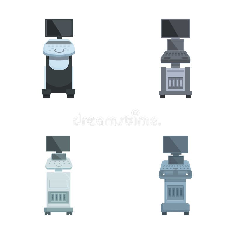 Set of Modern Office Desks with Computers Stock Vector - Illustration ...