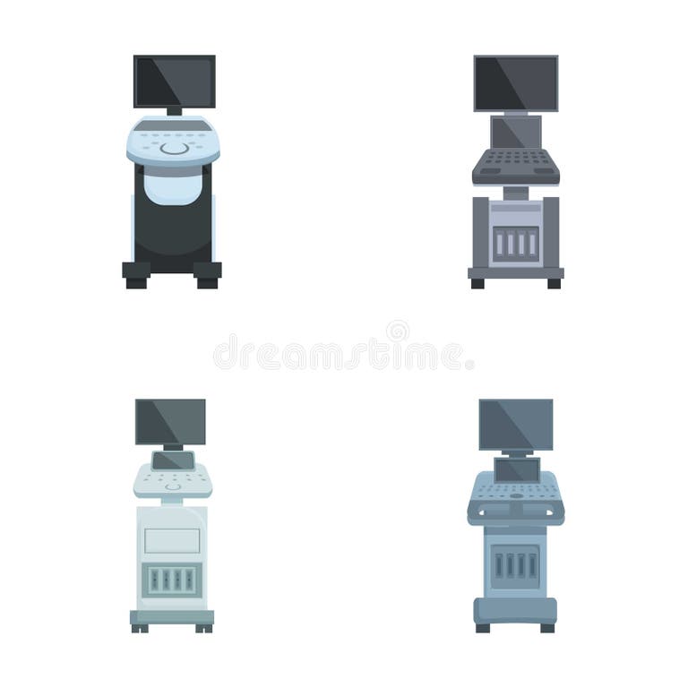 Set of Modern Office Desks with Computers Stock Vector - Illustration ...