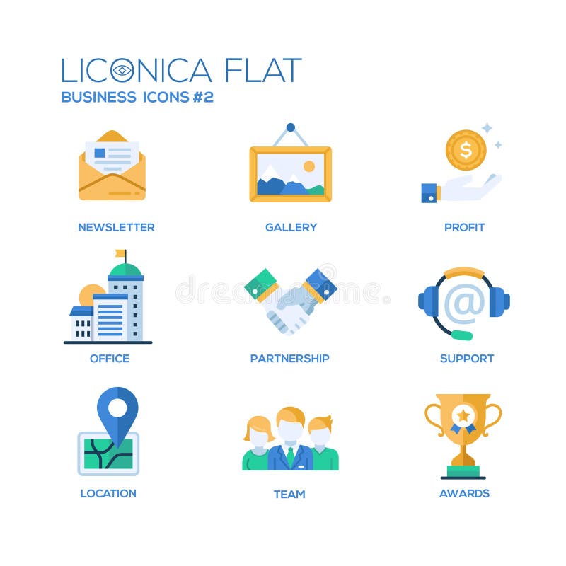 Set of Modern Office Flat Design Icons and Pictograms. Stock Vector ...