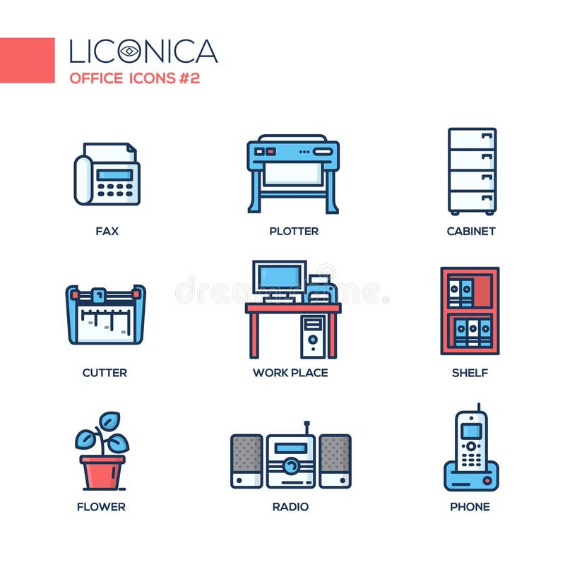 Set of Modern Office Flat Design Icons and Pictograms. Stock Vector ...