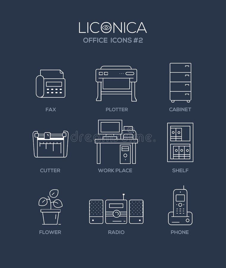 Set of Modern Office Flat Design Icons and Pictograms. Stock Vector ...