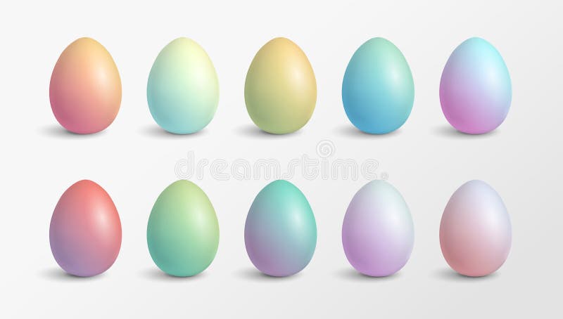 Set of Modern Pastel Gradient Colored Easter Eggs. Isolated Vector ...