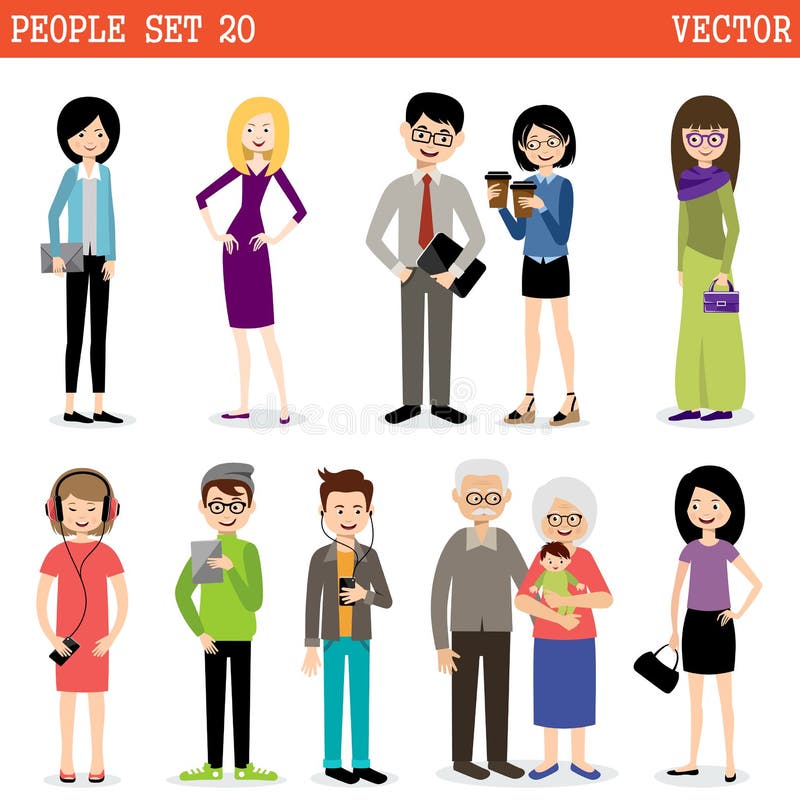 Set of modern people stock vector. Illustration of friends - 74439516