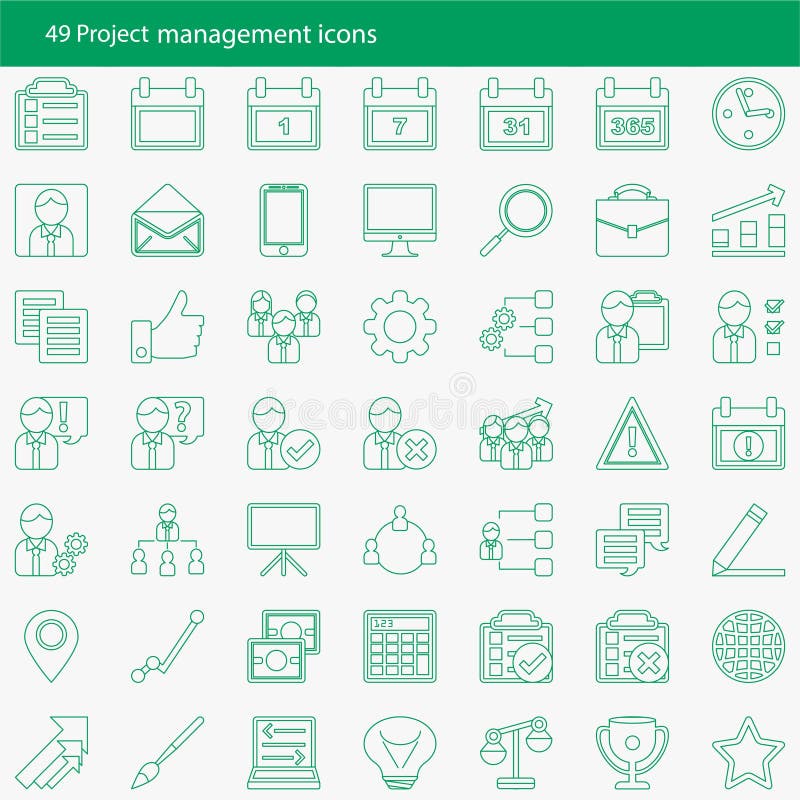 Set of 49 Modern Project Management Vector Icons Stock Vector ...