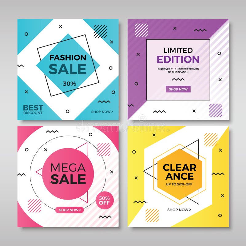 Set of Modern Promotion Square Banners Vol.1 Stock Vector ...