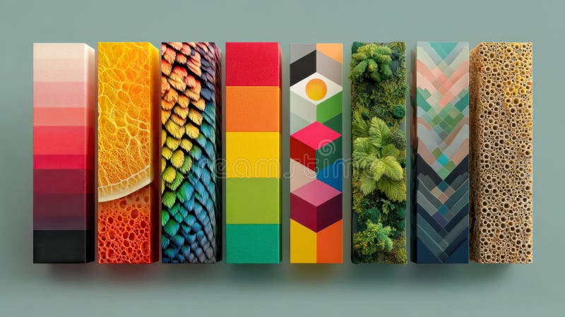 Set of Modern Rectangular Design Samples Lined Up Vertically, Featuring ...