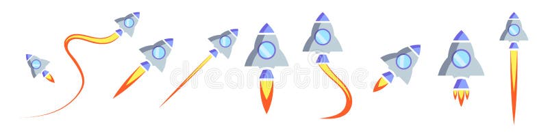 Set of Modern Rocket Space Ship Icons, Logo or Sign. Vector ...