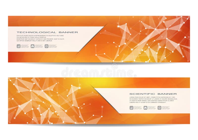 Set of Modern Scientific Banners. Molecule Structure DNA and Neurons ...