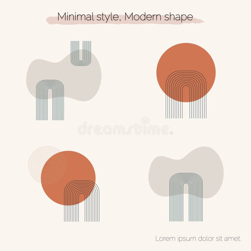 A Set of Modern Shapes in a Minimalist Style, Minimal Line Art Stock ...