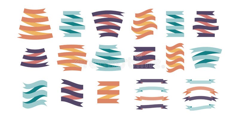 Set of Modern Simple Ribbons. Vintage Elements and Template Labels ...