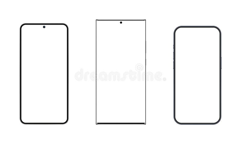 Smartphones Mockups with Blank Horizontal and Vertical Screens Stock ...