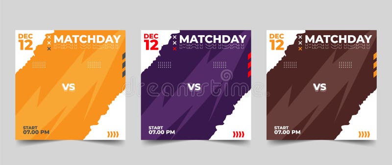 Set of Modern Sport Match Social Media Vector Template Stock Vector ...
