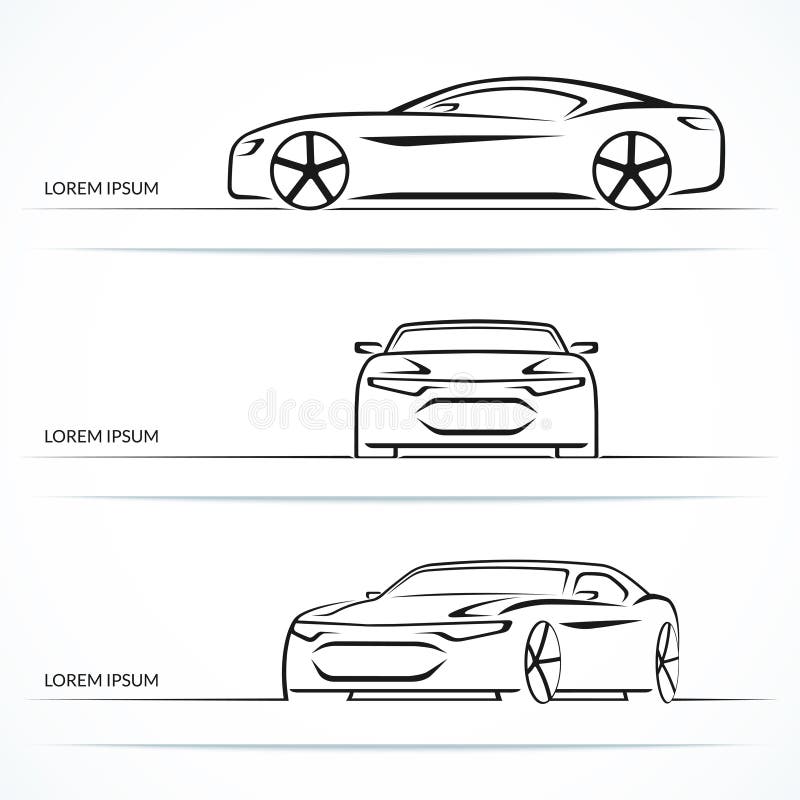 Set of Modern Sports Car Outlines Stock Vector - Illustration of ...