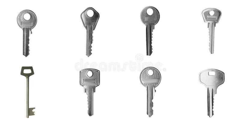 Set of Modern Steel Keys on Background. Banner Design Stock Photo ...
