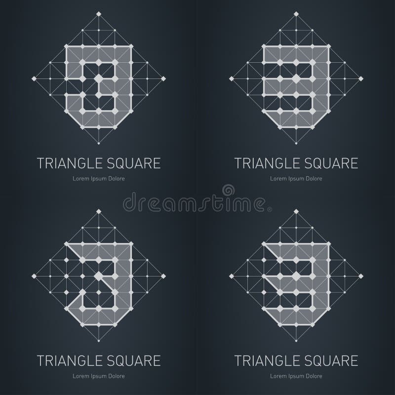 Set of Modern Stylish Low Poly Logo with Number Three. Low-poly Stock ...